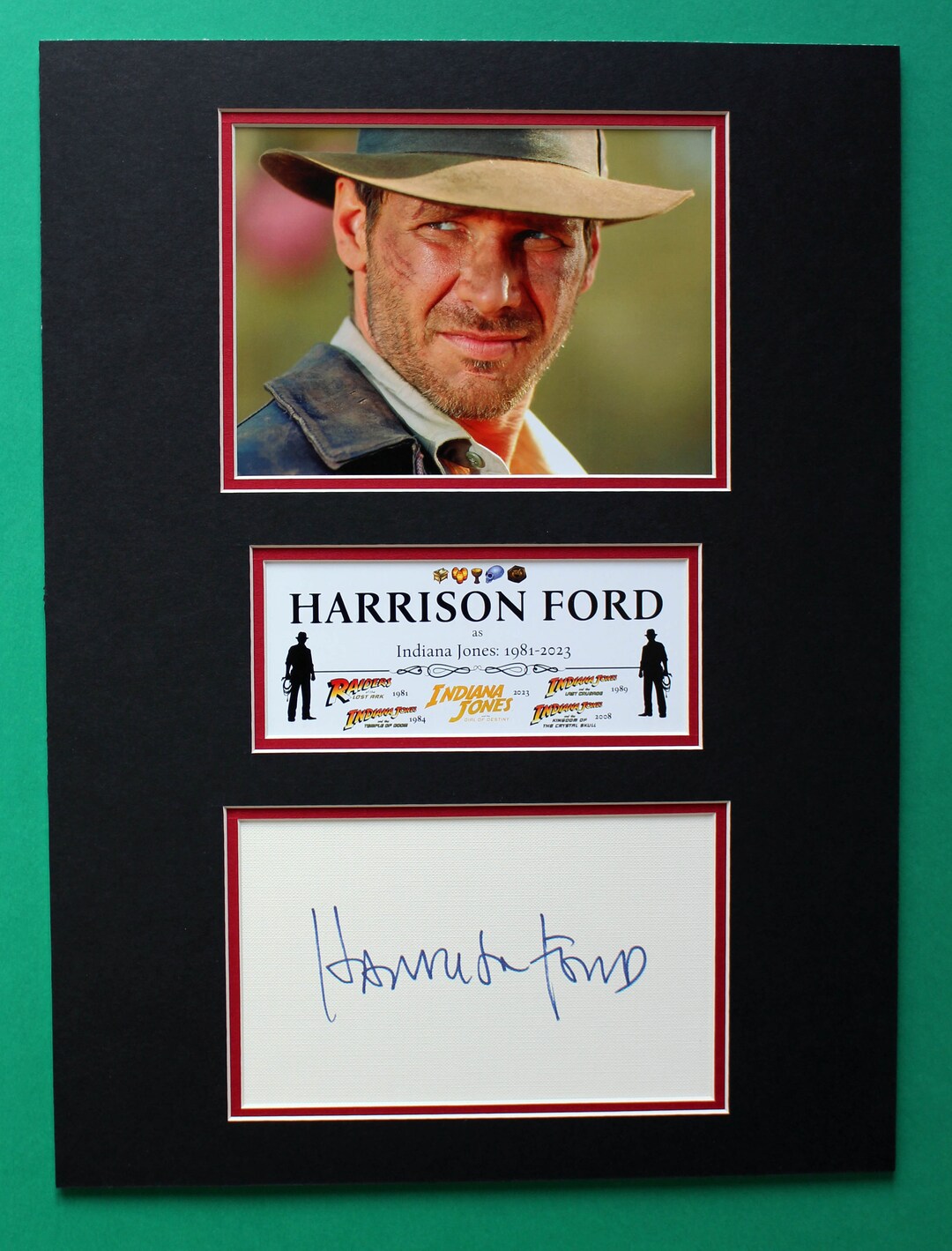 HARRISON FORD AUTOGRAPH Artistic Display Indiana Jones Tribute - Etsy