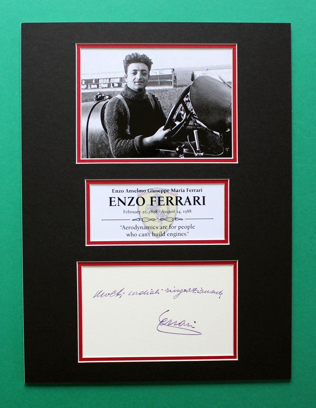 ENZO FERRARI AUTOGRAPH Artistic Double Mat Display Il Commendatore - Etsy
