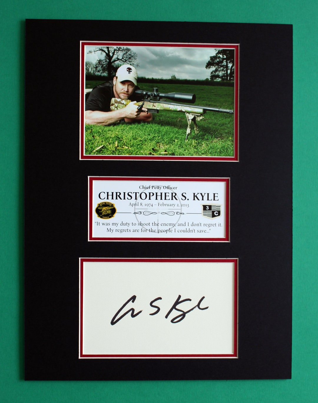 CHRIS KYLE AUTOGRAPH Artistic Double Mat Display the Legend American ...