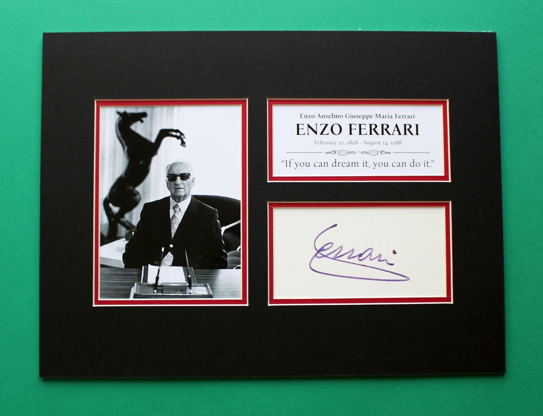 ENZO FERRARI AUTOGRAPH Artistic Double Mat Display Il Commendatore Ver ...