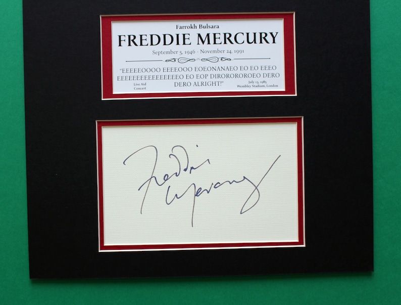 FREDDIE MERCURY AUTOGRAPH Artistic Double Mat Display Live Aid ...