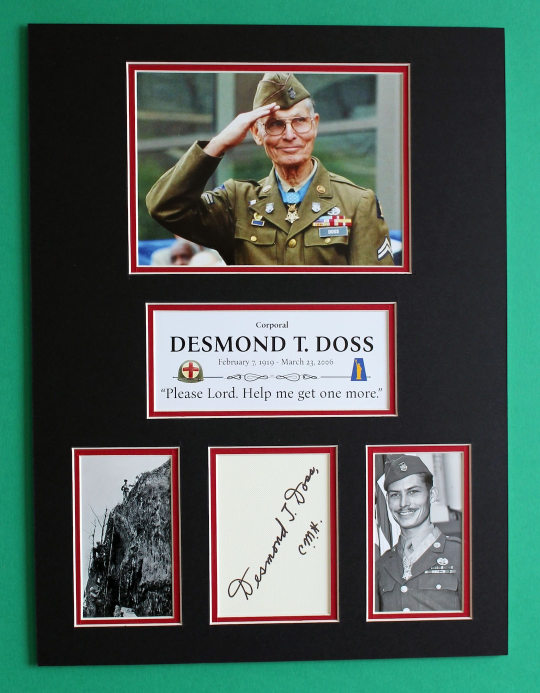 DESMOND T. DOSS AUTOGRAPH Artistic Display Hacksaw Ridge WW2 - Etsy