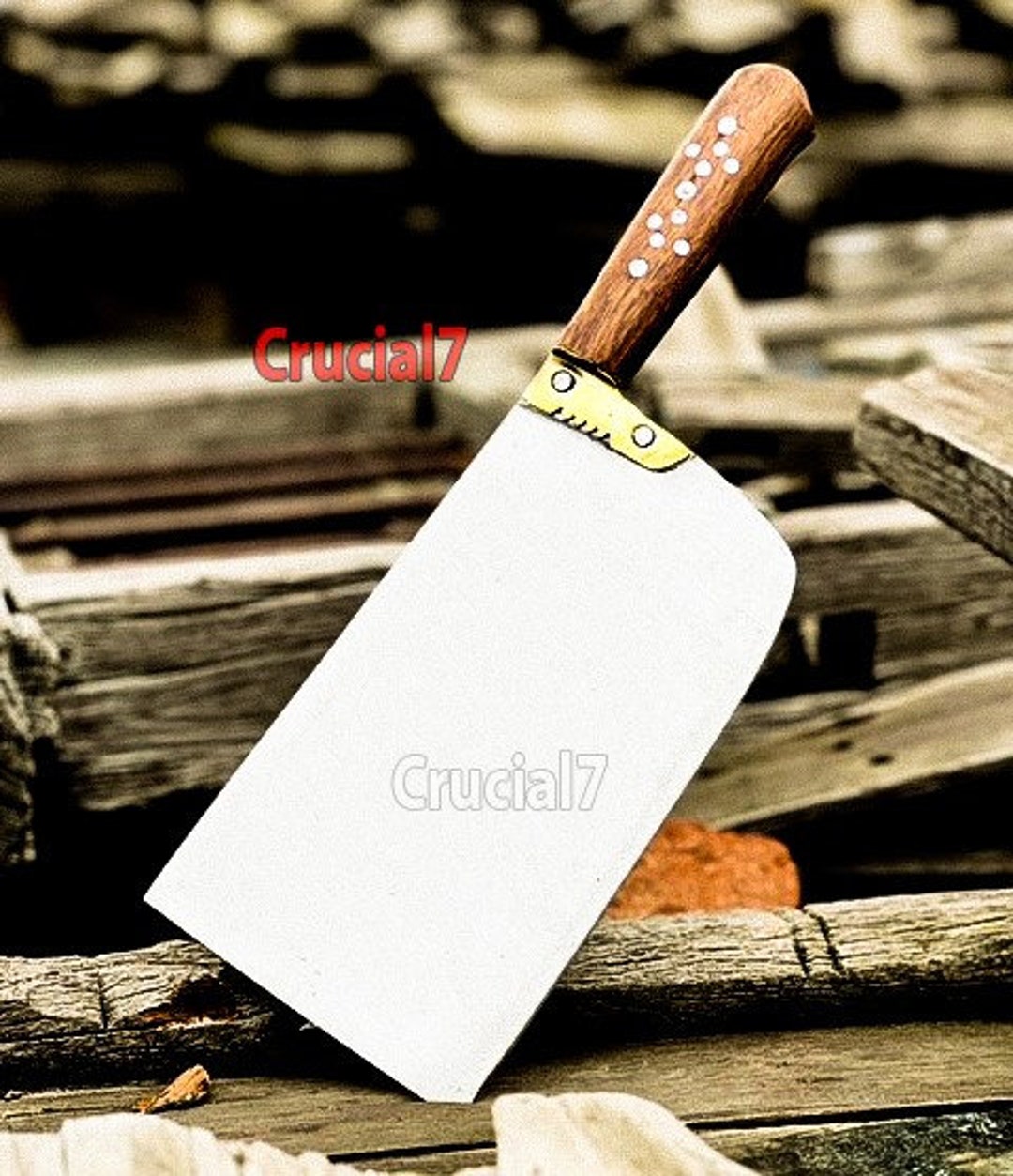 Handmade Carbon Steel Butcher Cleaver Knife With Rose Wood Handle ...