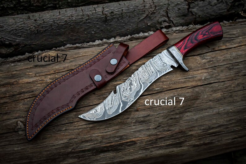 15" Handmade Damascus Steel Hunting Vintage Bowie Knife With Wood ...