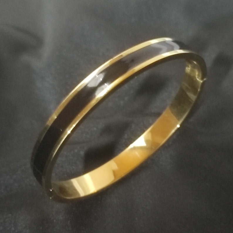 18K Enamel Bangle Black Black Gold Bangle Woman for Bangle Colorful ...