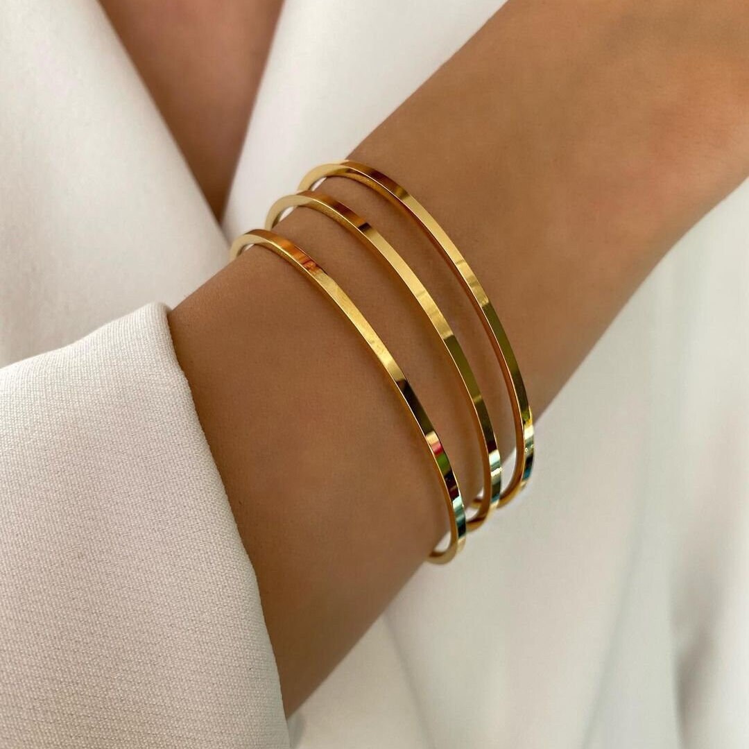 Elegant 3 Piece 18K Stainless Steel Bracelet Set - Hypoallergenic ...