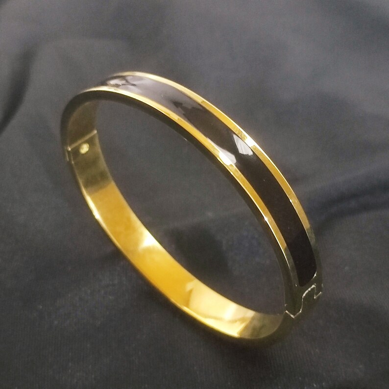 18K Enamel Bangle Black Black Gold Bangle Woman for Bangle Colorful ...
