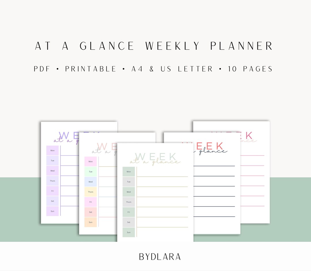 5 Pages Digital Printable Planner A4 & US Letter Bundle at a - Etsy