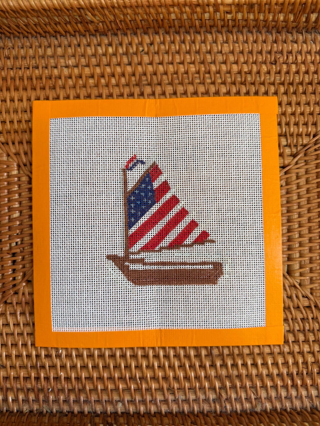 Sailboat Needlepoint Canvas | Hand-painted Nautical Design | 18 Mesh ...