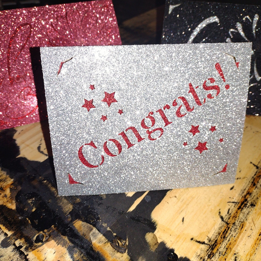 Congrats Glitter Card SVG Greeting Card SVG Congratulations Card SVG - Etsy