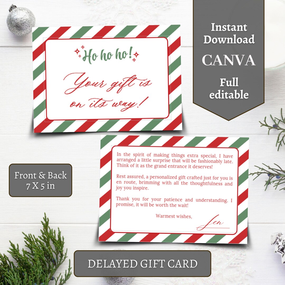 Editable Notification of Late Present, Digital Card Sorry It's Late ...