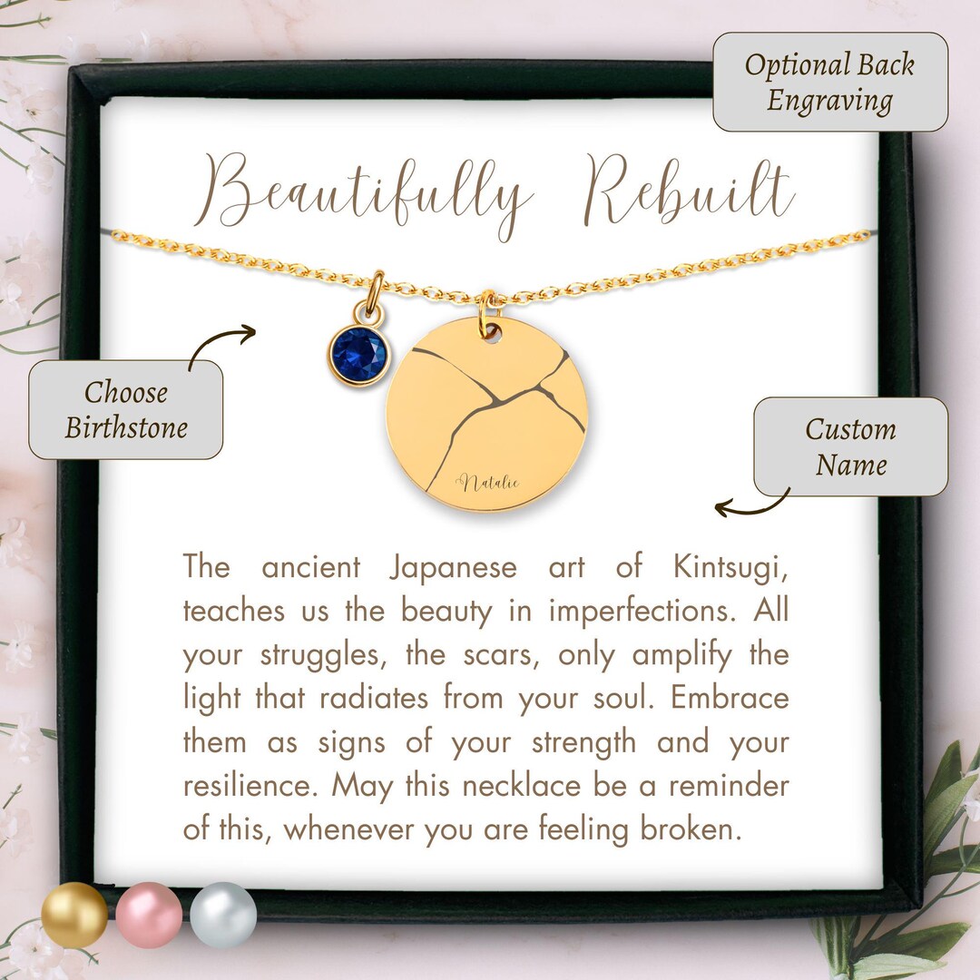 Personalized Kintsugi Necklace With Name Engraved Friendship Gift God's ...