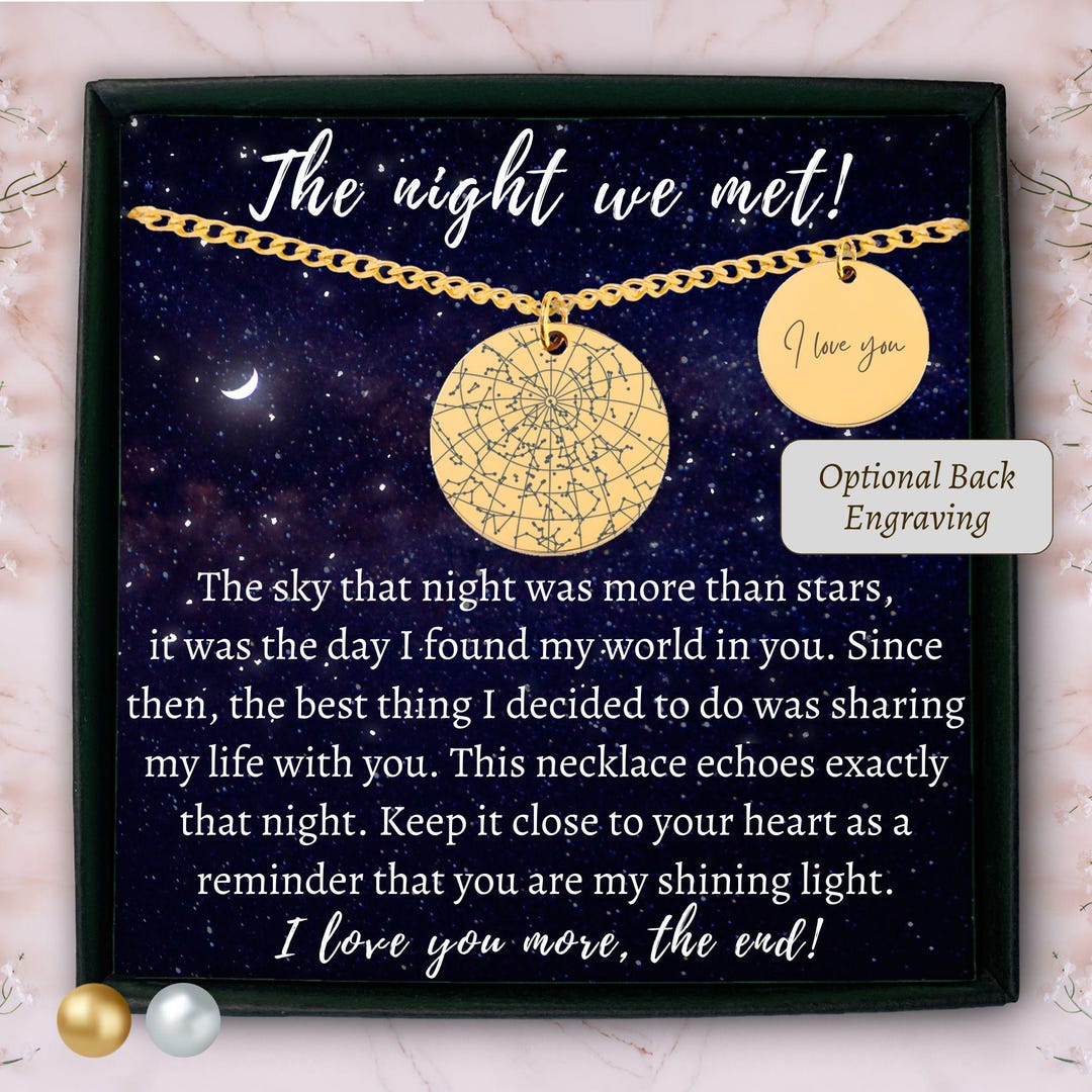 Personalized Night Sky Map Necklace Custom Star Map by Date and ...