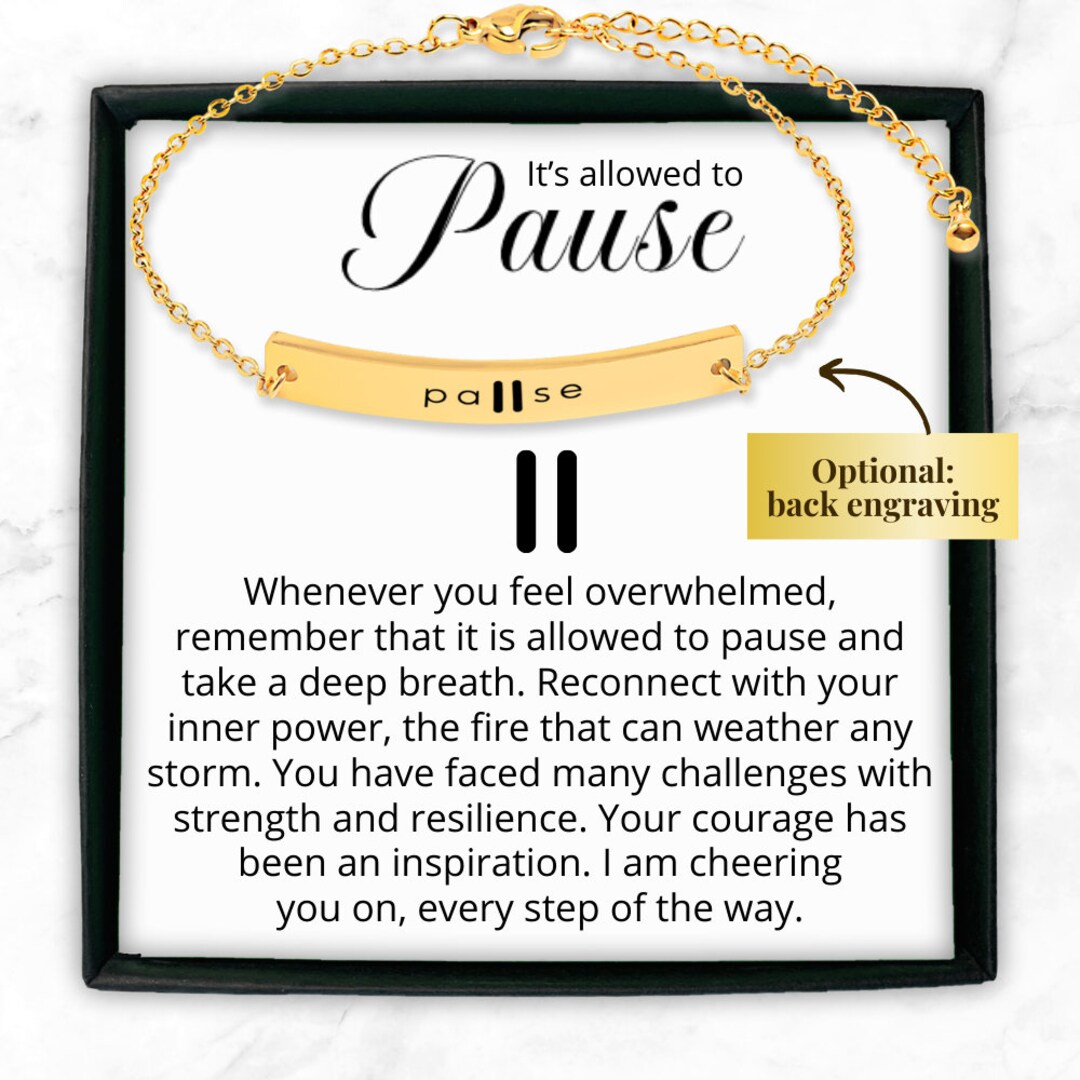 Personalized Pause Bracelet Rise Encouragement Gift, Pause Sign Jewelry ...
