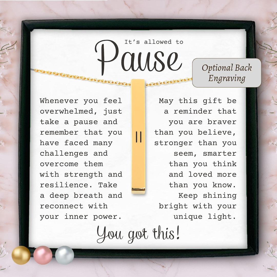 Personalized Pause Necklace 3D Vertical Bar Pendant Gift for Best ...