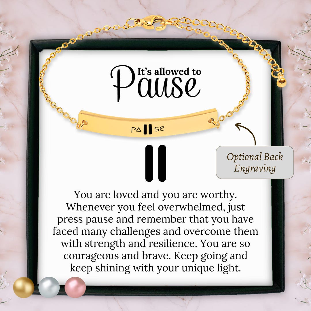 Personalized Pause Button Bracelet for Best Friend, Pause Bracelet ...