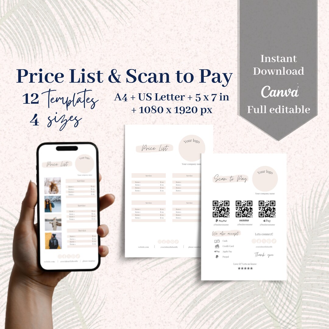Price List Template and Scan to Pay Template Price List Template Canva ...