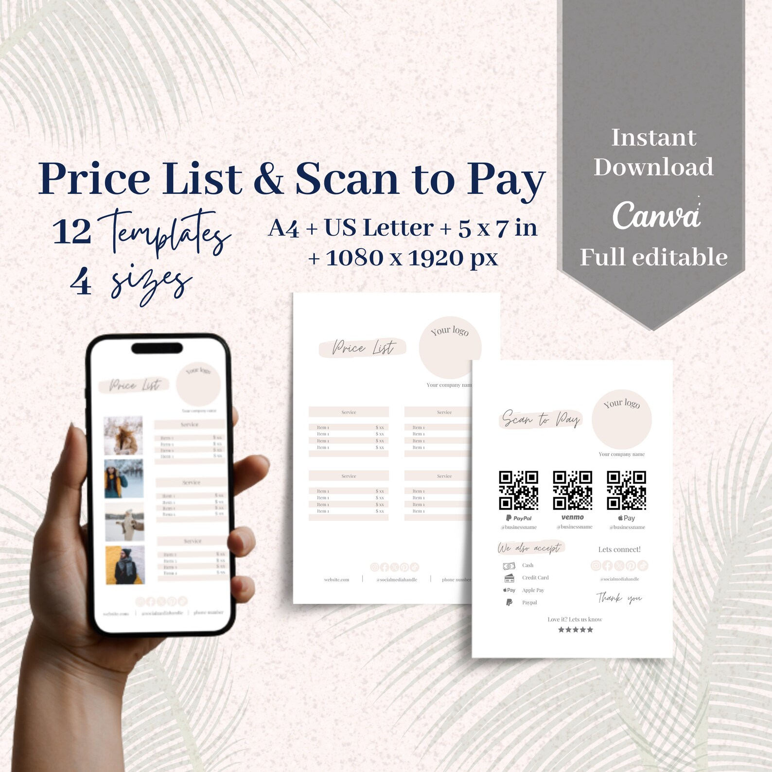 Price List Template and Scan to Pay Template Price List Template Canva ...