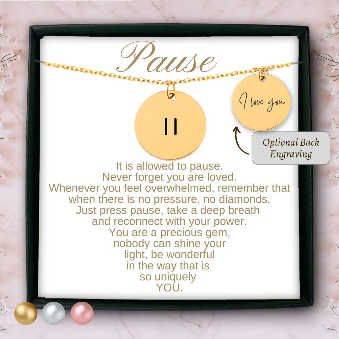 Personalized Pause Necklace, Mental Health Matters, You Are Unbreakable ...
