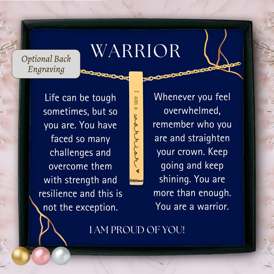 Personalized You Are a Warrior Necklace Kintsugi Message Card ...