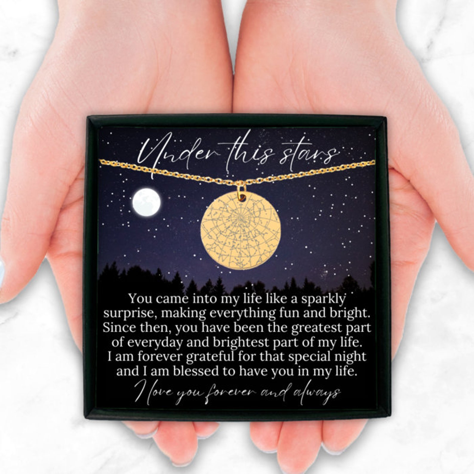 Personalized Stars Map Necklace Under This Sky Custom Star Map Necklace ...