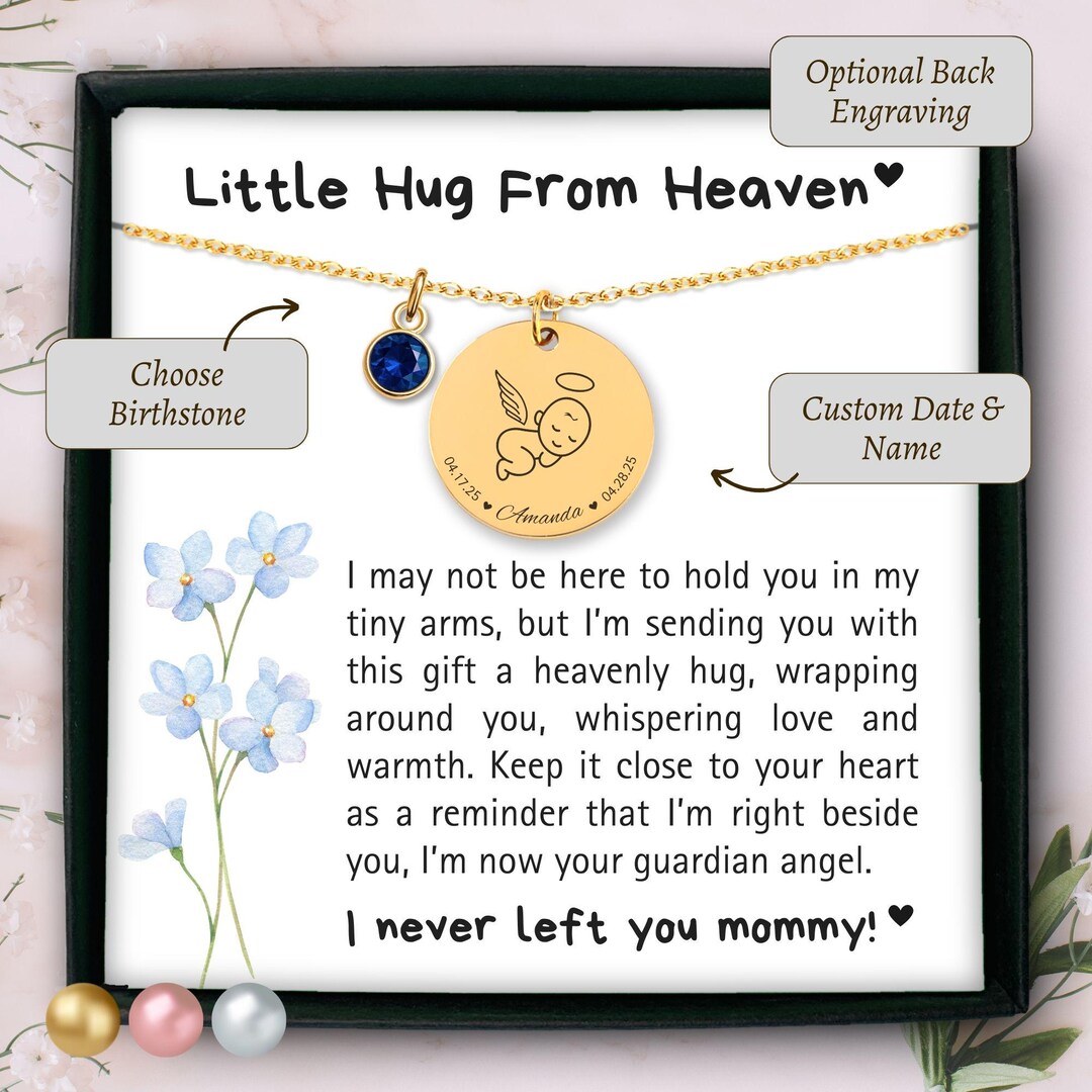 Personalized Little Hug From Heaven Baby Angel Necklace Gift for ...