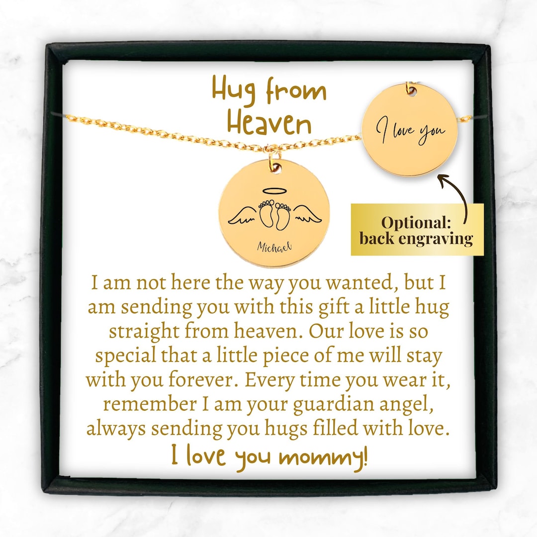 Personalized Little Hug From Heaven Necklace Gift for Mom, Baby Angel ...