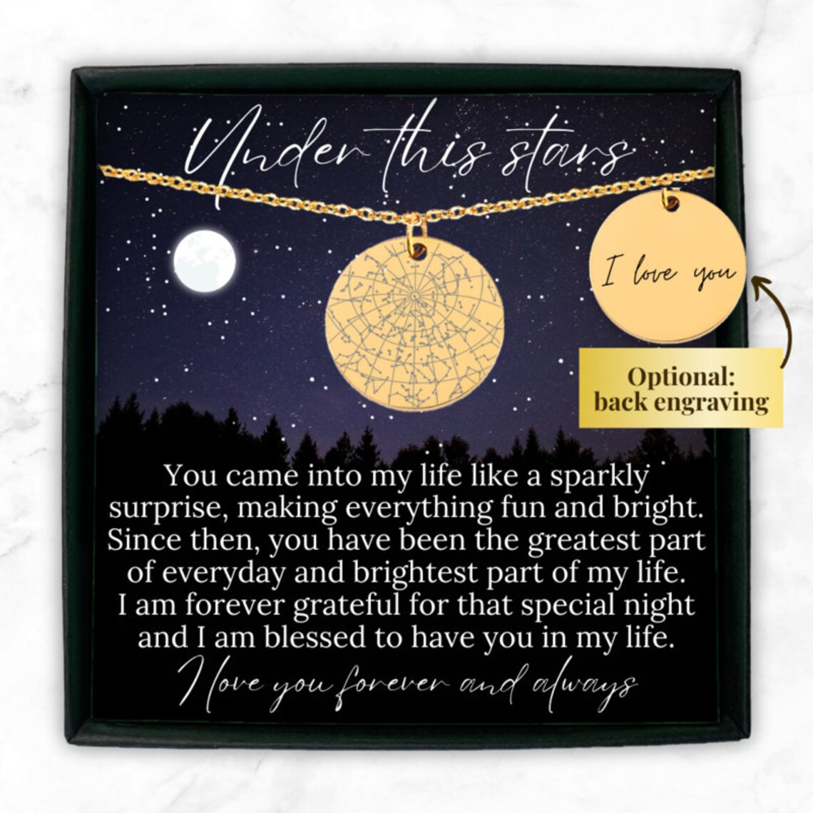 Personalized Stars Map Necklace Under This Sky Custom Star Map Necklace ...
