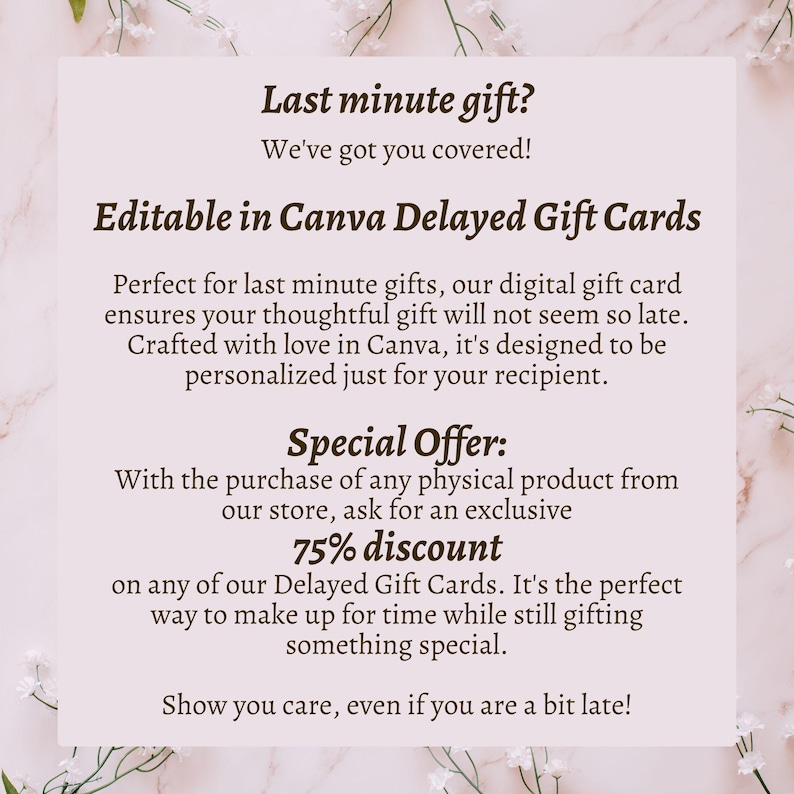 Edit Yourself Template Late Present Notice, Printable Delayed Gift ...