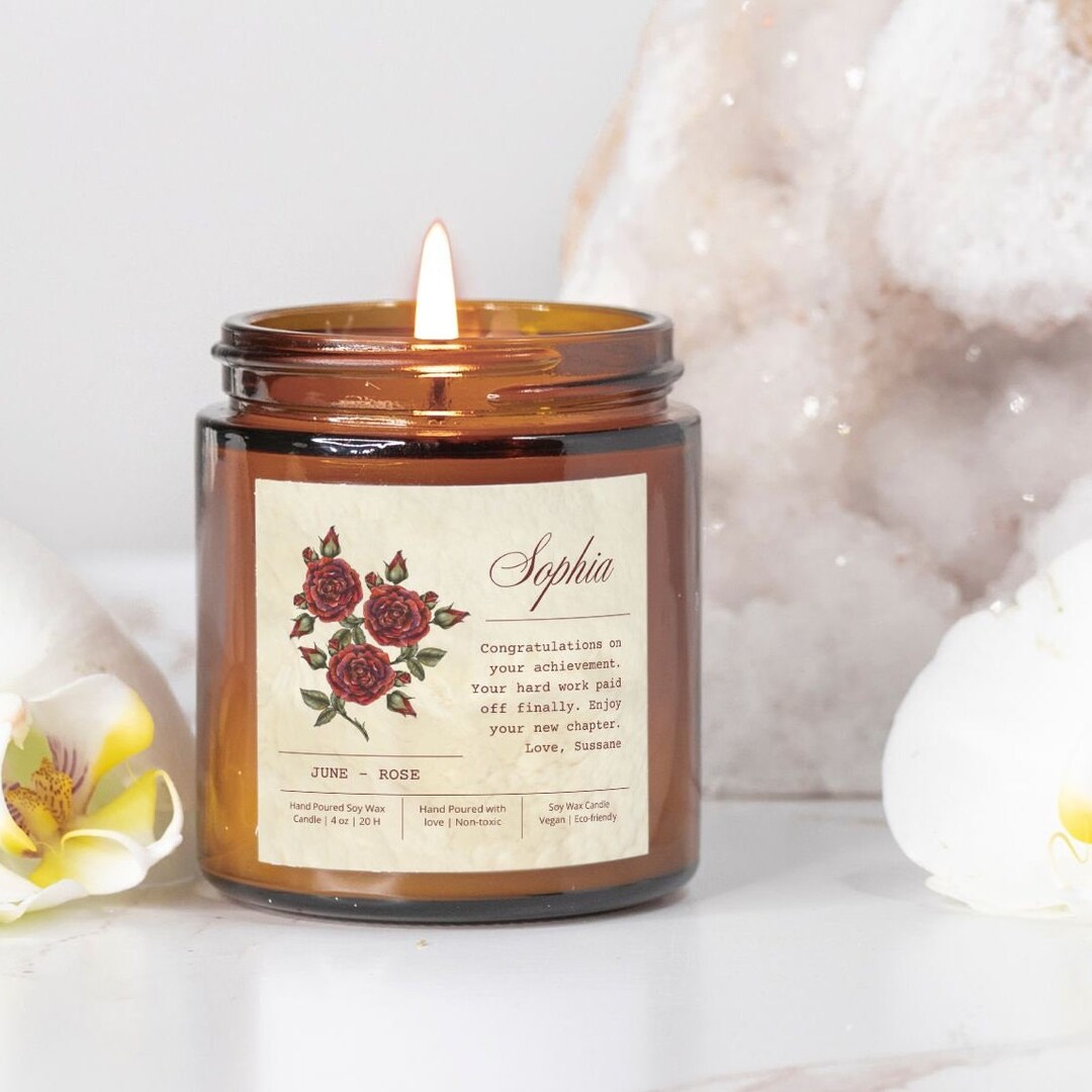 Personalized Birth Month Flower Candle Gift for Friend, Birth Flower ...