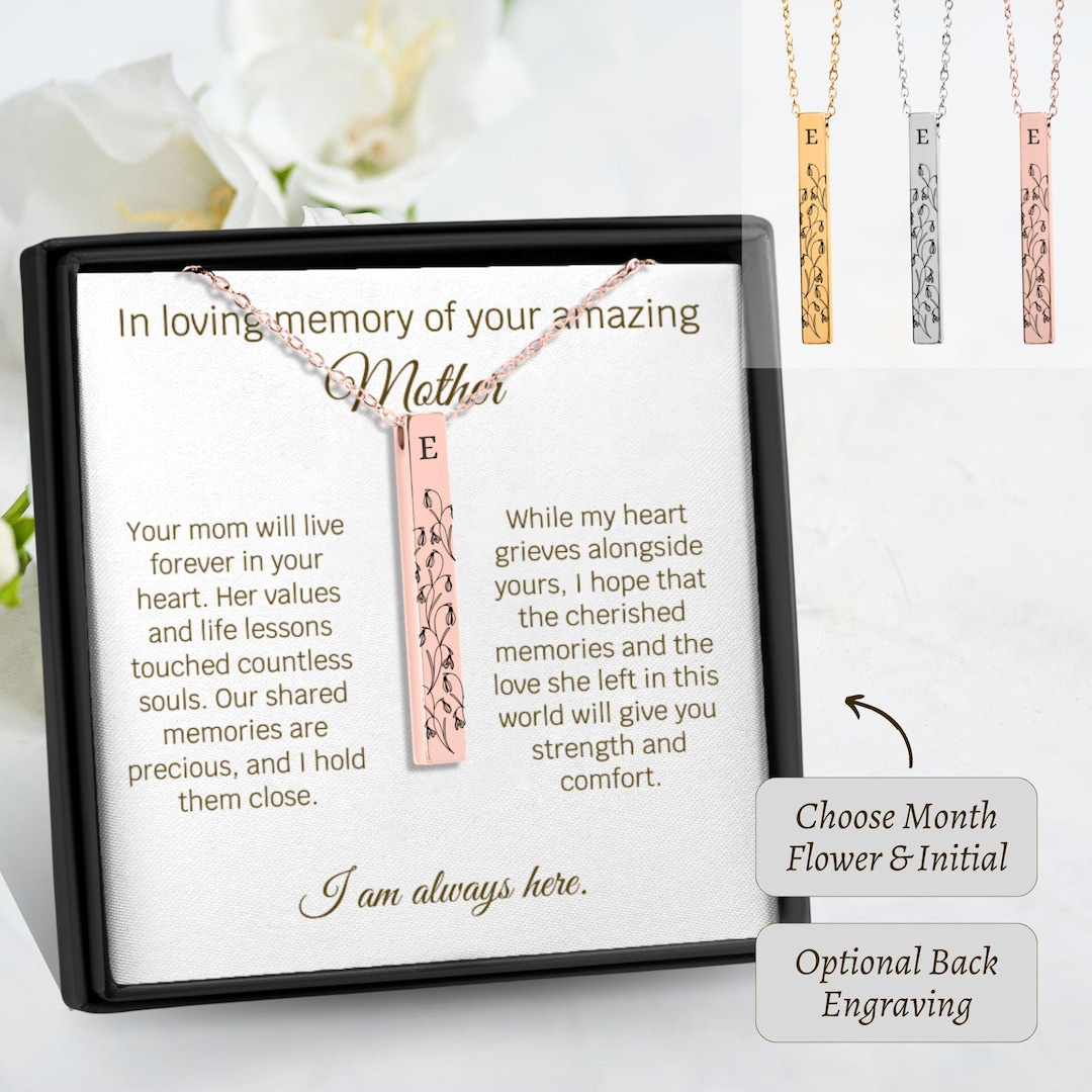 Personalized Birth Month Flower 3D Vertical Bar Necklace in Loving ...