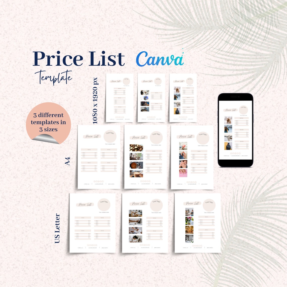 Price List Template and Scan to Pay Template Price List Template Canva ...
