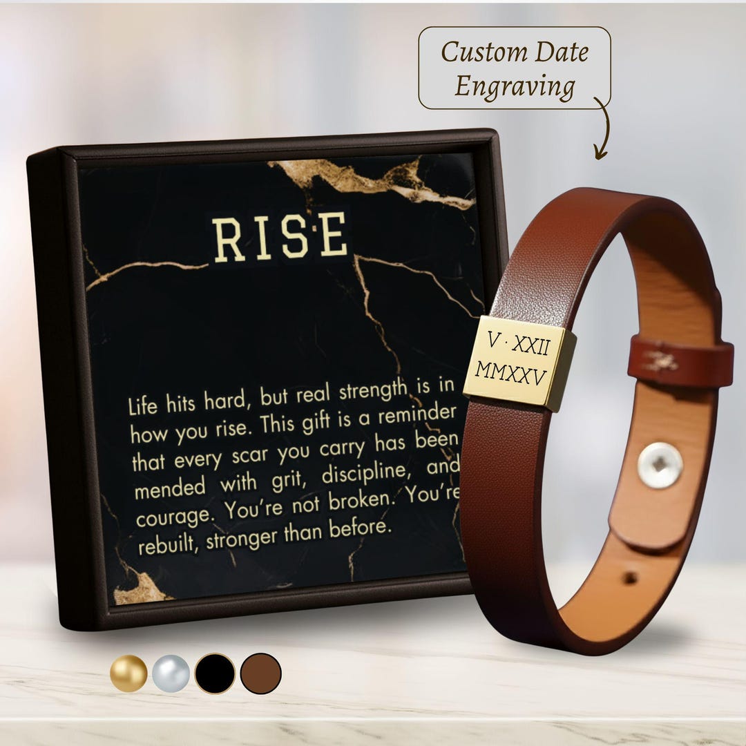 Personalized Roman Numerals Date Engraved Bracelet for Men Recovery ...