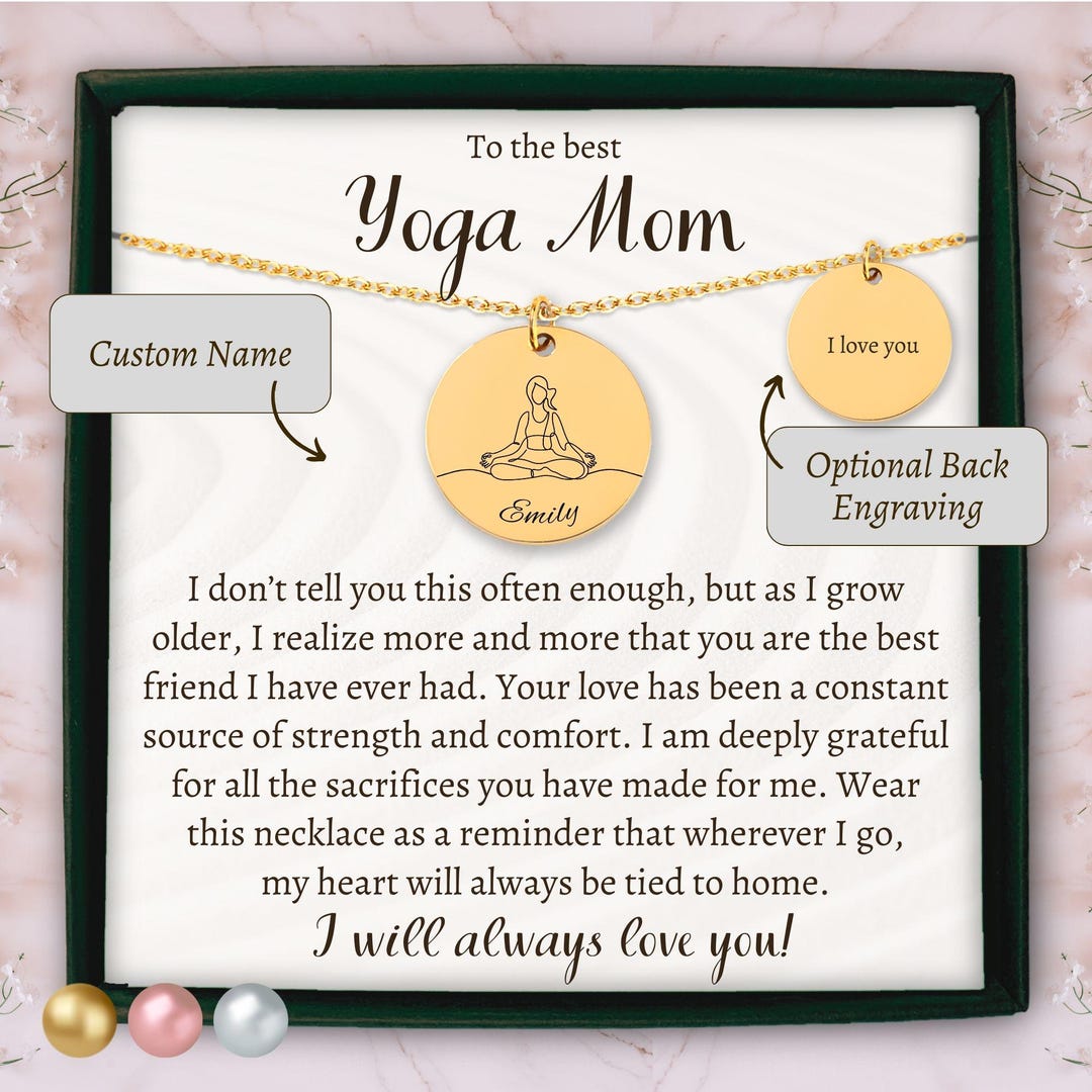 Personalized Name Necklace Gift for Mama Yoga Necklace, Mom Yoga Lover ...