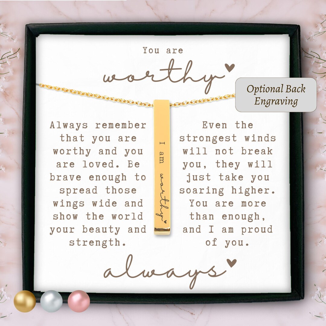 Personalized I Am Worthy Necklace Friendship Gift, Affirmation Necklace ...