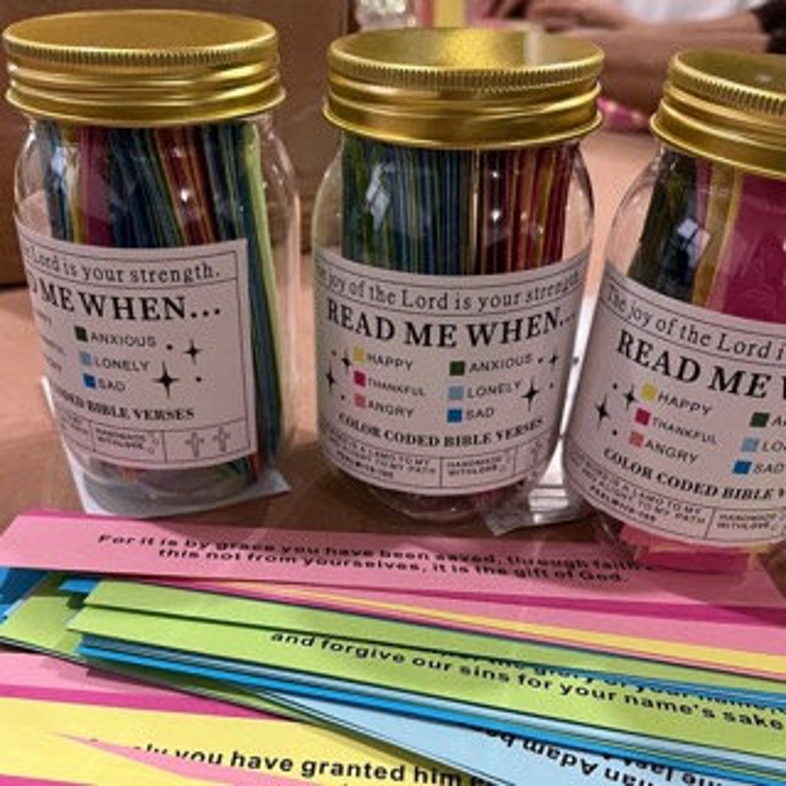 Colorful Read Me When Bible Verse Jar, Handmade Christian Motivational ...