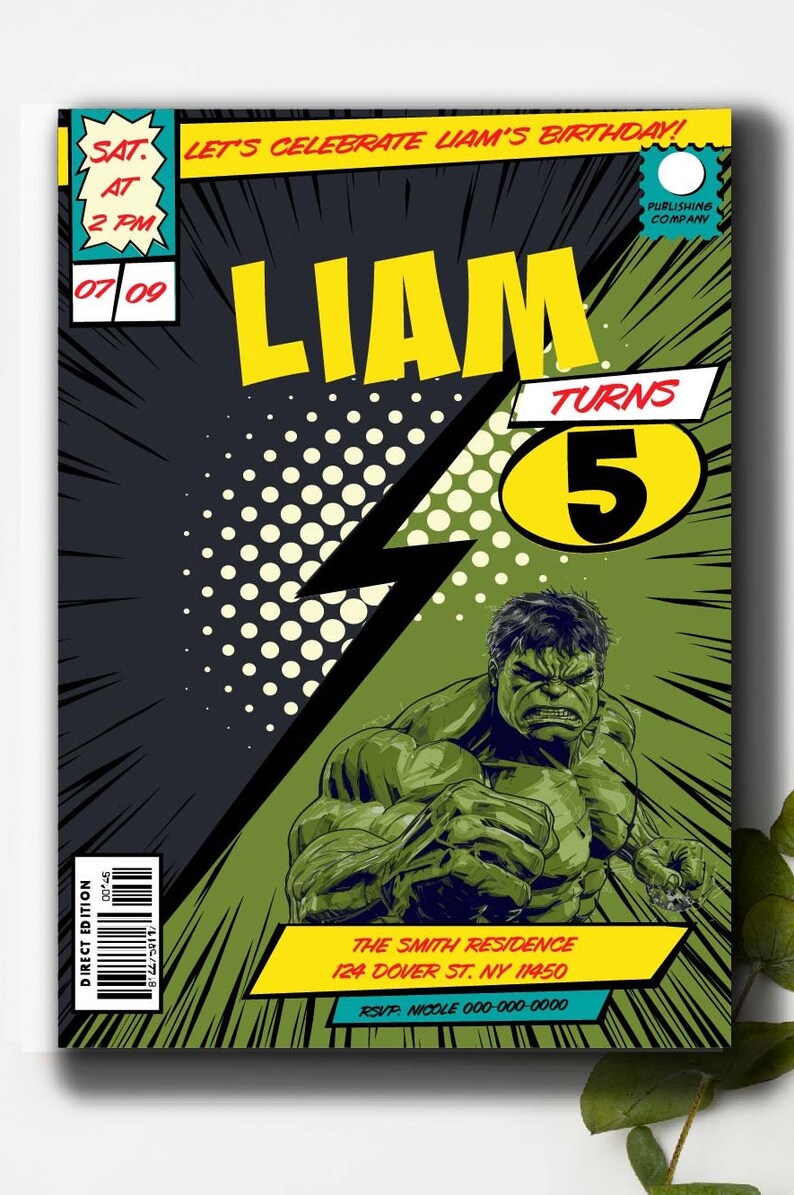Hulk Comic Book Cover Themed Birthday Invitation Ready to - Etsy Australia