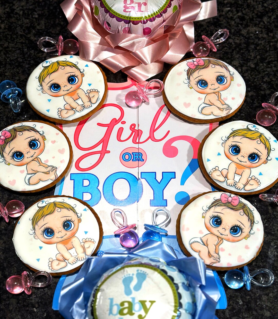 Gender Reveal ,he or She Cookies, Your Design Cookies, Pics Print ...