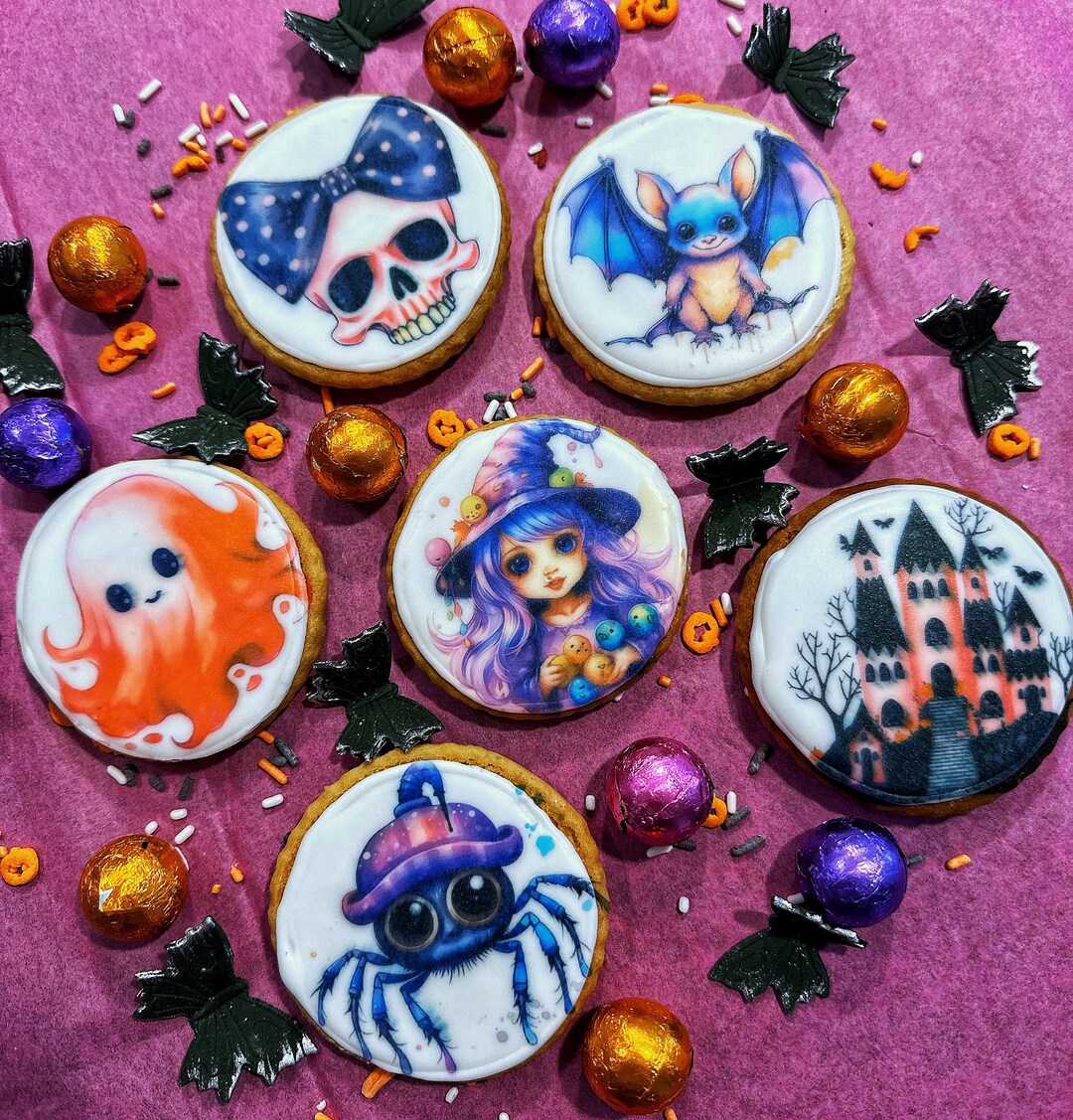 Set of 12 Halloween Cookies, Boo Decorated Cookie Set, Halloween Treats ...