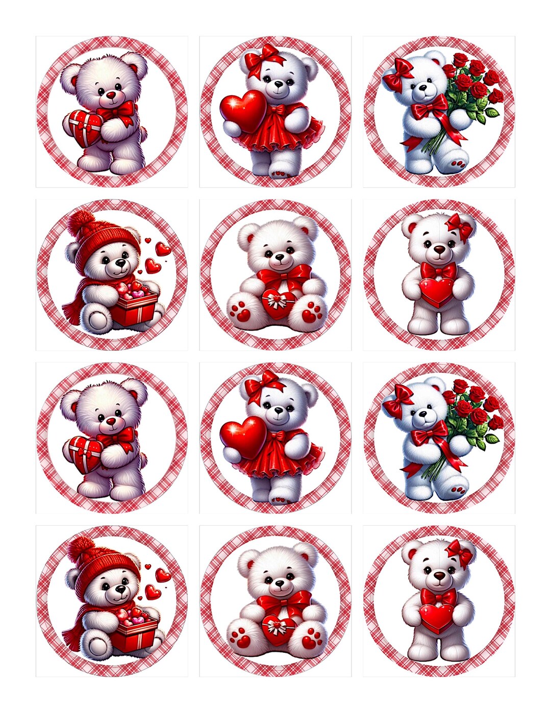 Pre-cut Edible Cupcake Toppers Valentine Animals, Wafer Paper or Sugar ...