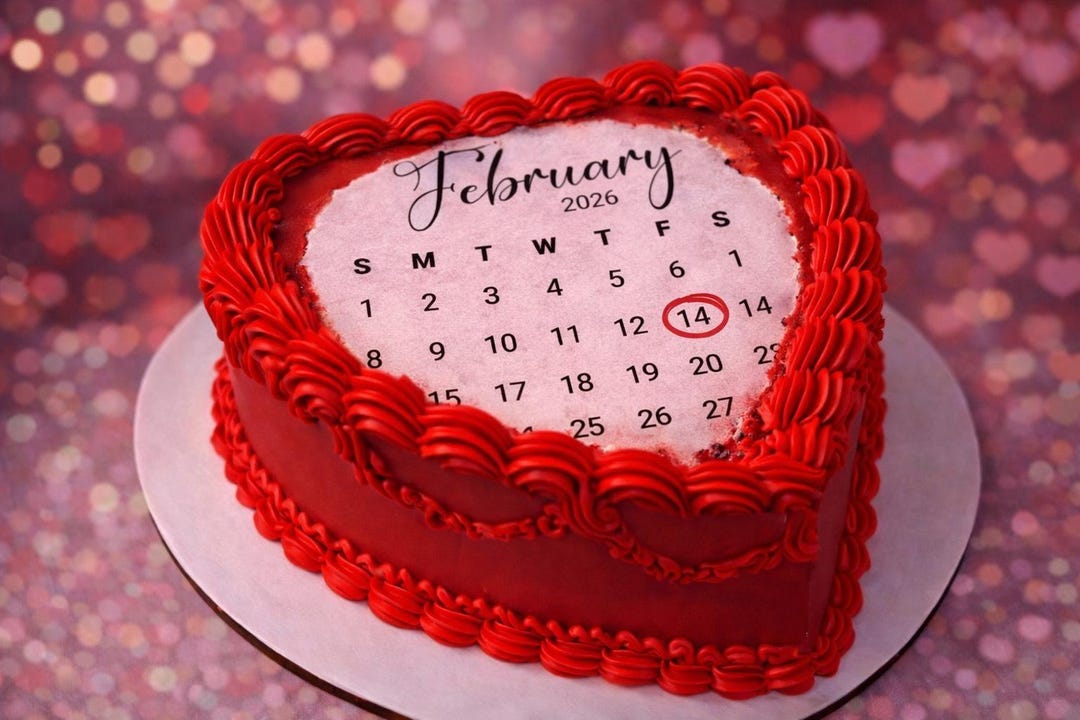 Burn Away Edible Cake Topper , Valentine Calendar Reveal Feb 14 - Etsy
