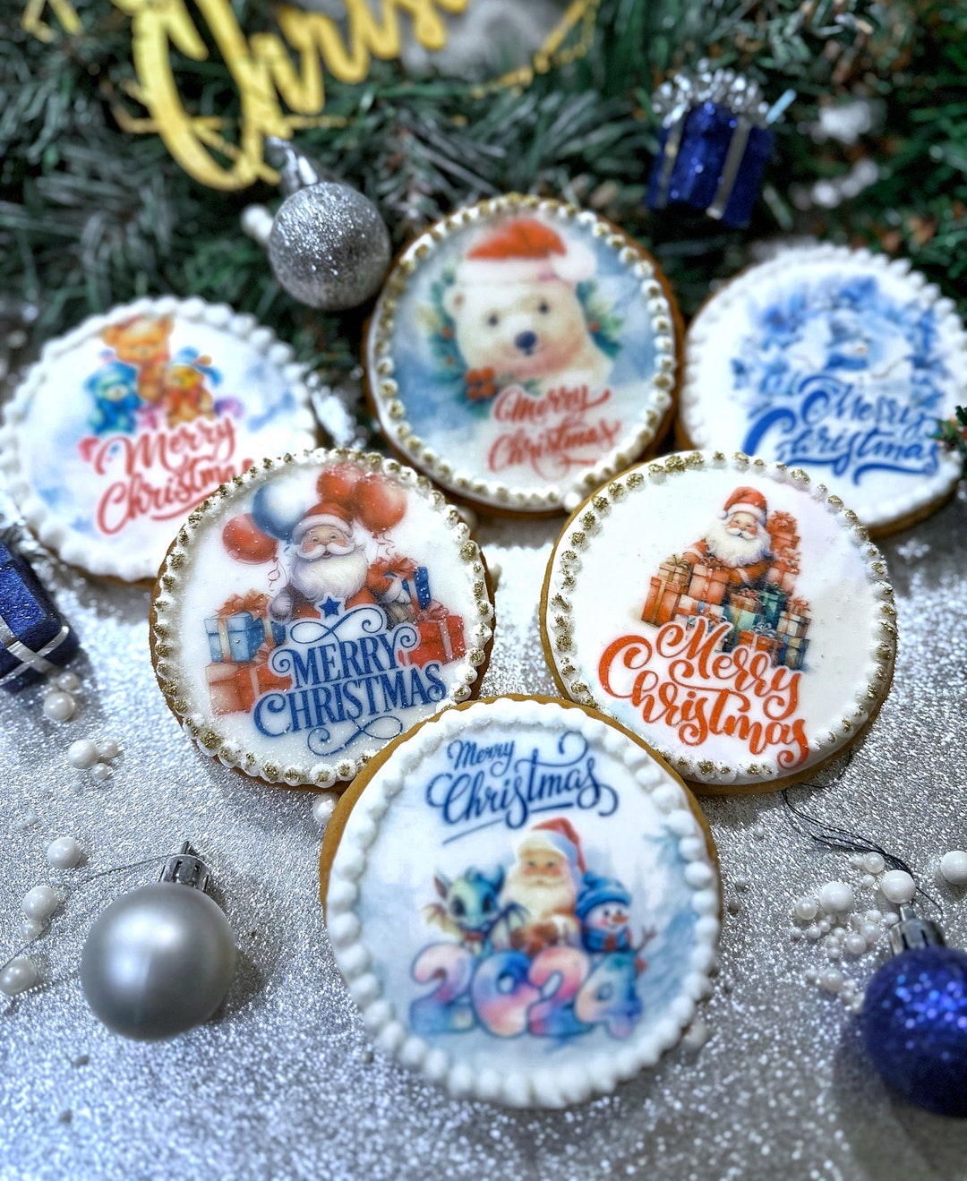 Christmas Cookie Box, Half Dozen Christmas Treats , Holiday Decorated ...