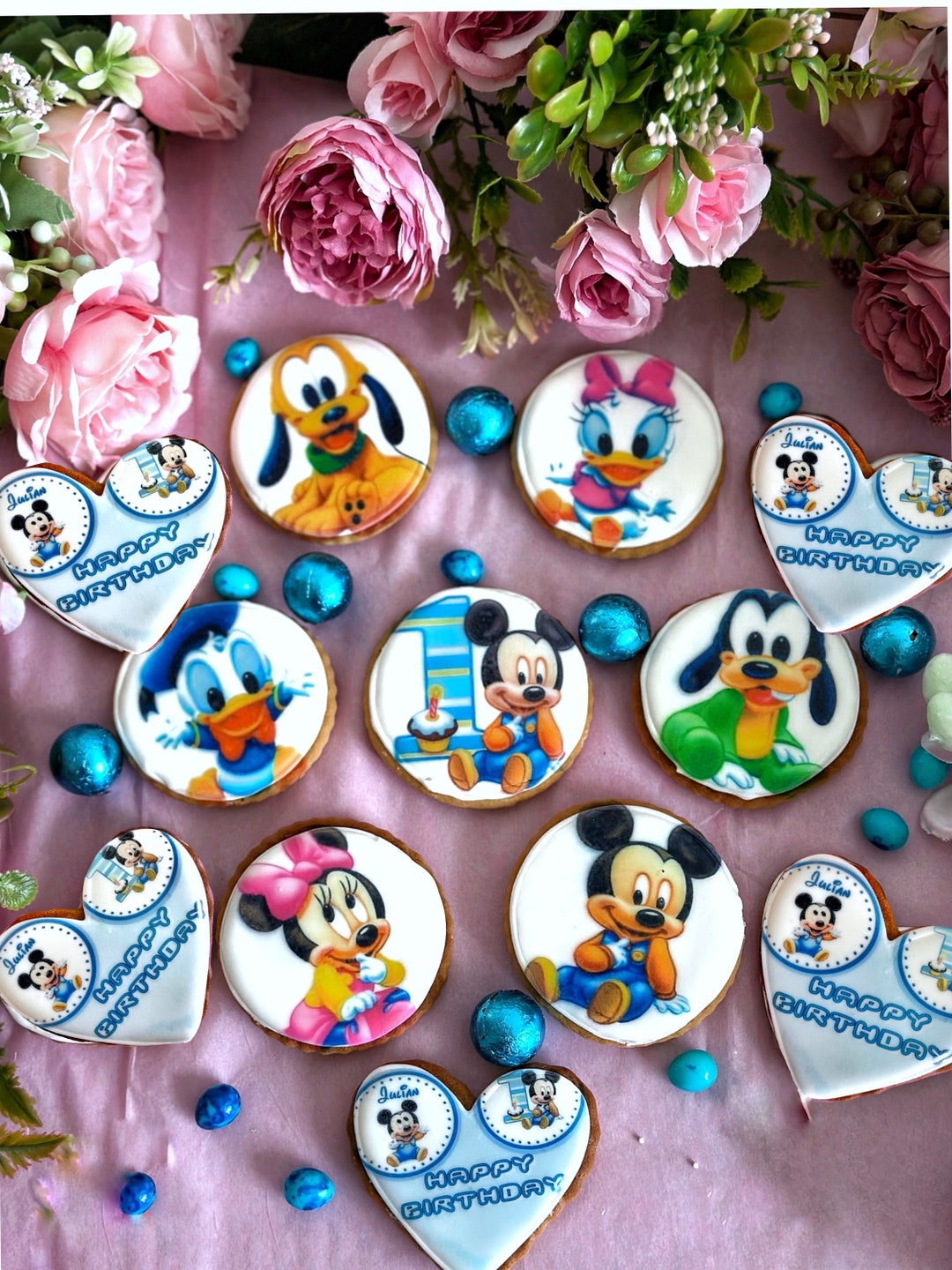 Birthday Mickey Mouse Sugar Cookies 12 Pcs, Mickey Mouse Themed Cookie ...