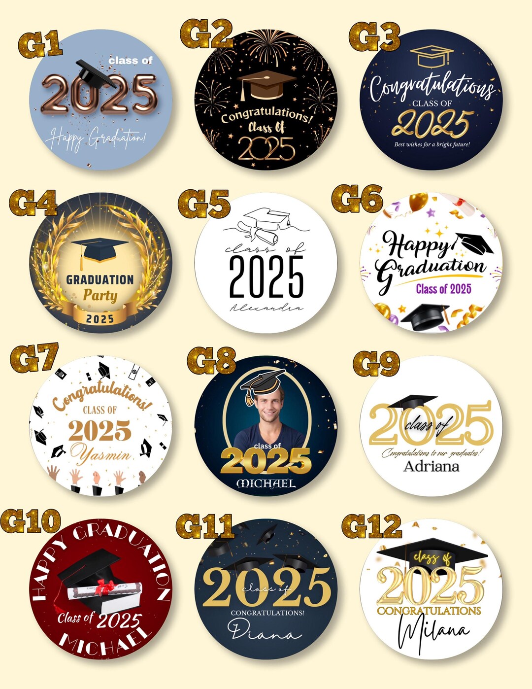 Graduation Drink Toppers – Custom Edible Wafer Discs – Class of 2025 ...