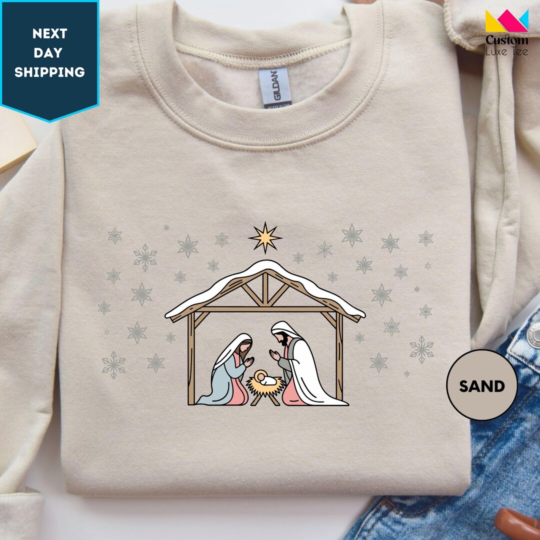 Christmas Nativity Scene Sweatshirt, Jesus Christmas Sweater, Christmas ...