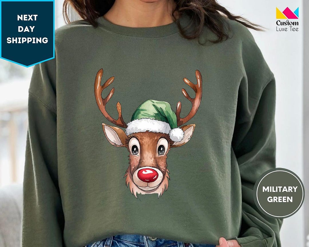 Cute Reindeer Sweatshirt, Merry Christmas Sweatshirt, Reindeer Family ...