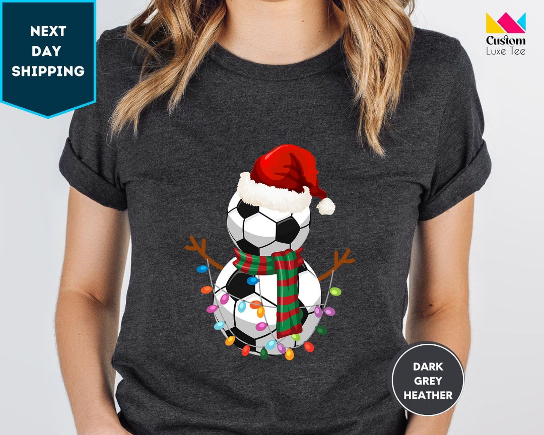 Christmas Soccer Ball Lights Santa Shirt, Soccer Santa Shirt, Santa Hat ...