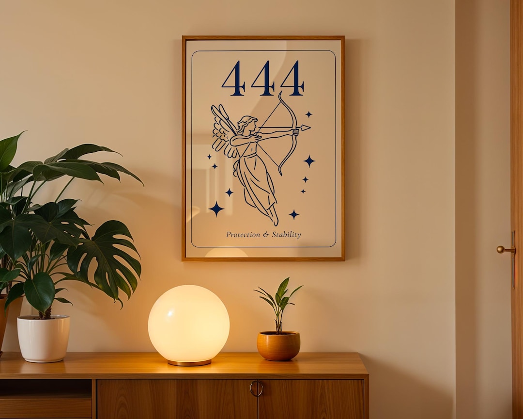 444 Angel Number Digital Print, Protection & Stability Wall Art ...