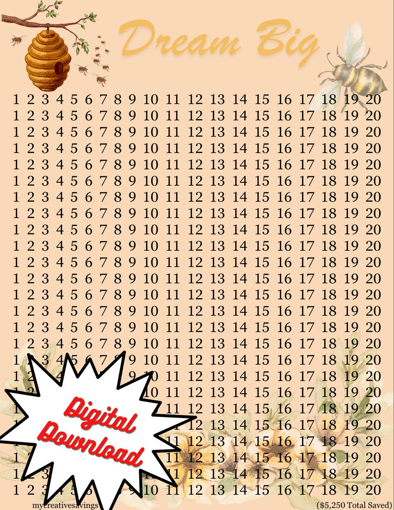 5000 Dreams Savings Challenge - Etsy