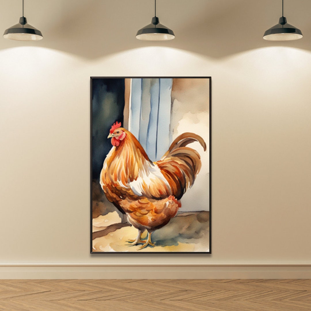 Hen's Portrait, Printable Digital Wall Art, Living Room, Home Decor ...
